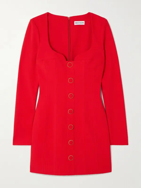 Rebecca Vallance Cameron Crepe Mini Dress With Buttons