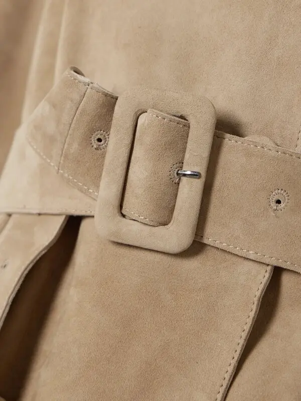 Nour Hammour Tate Belted Suede Trench Coat