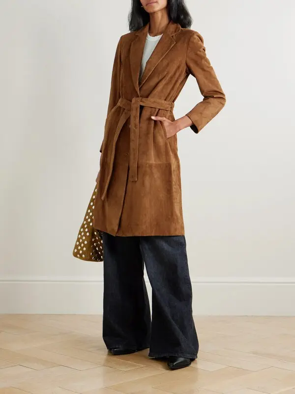 Nour Hammour Vesper Belted Suede Coat