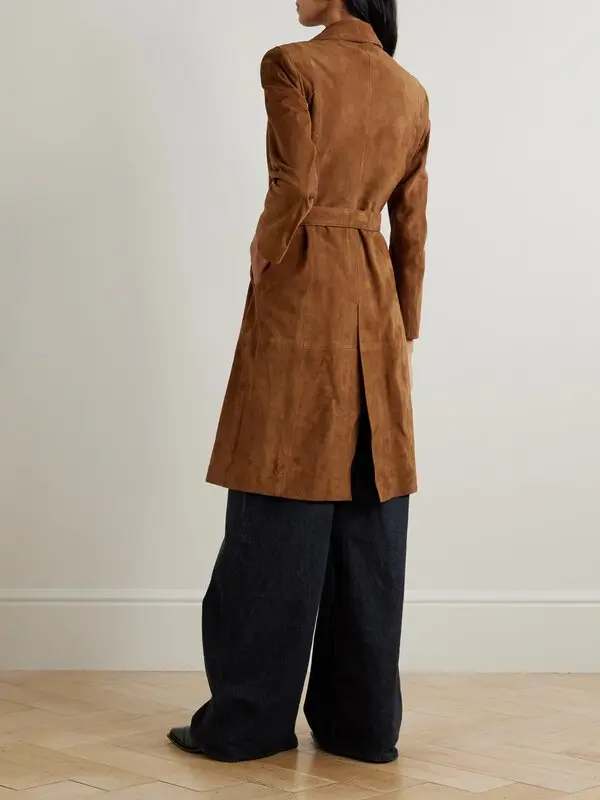 Nour Hammour Vesper Belted Suede Coat