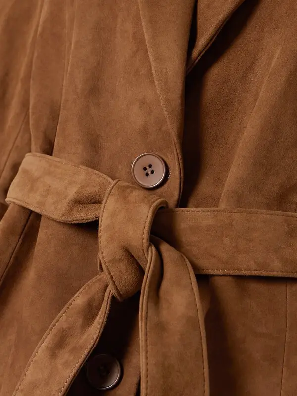 Nour Hammour Vesper Belted Suede Coat