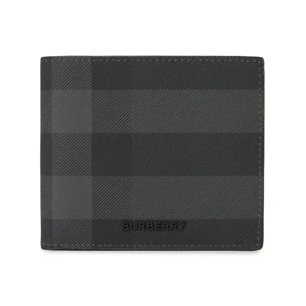 Burberry Check Short Wallet - Charcoal