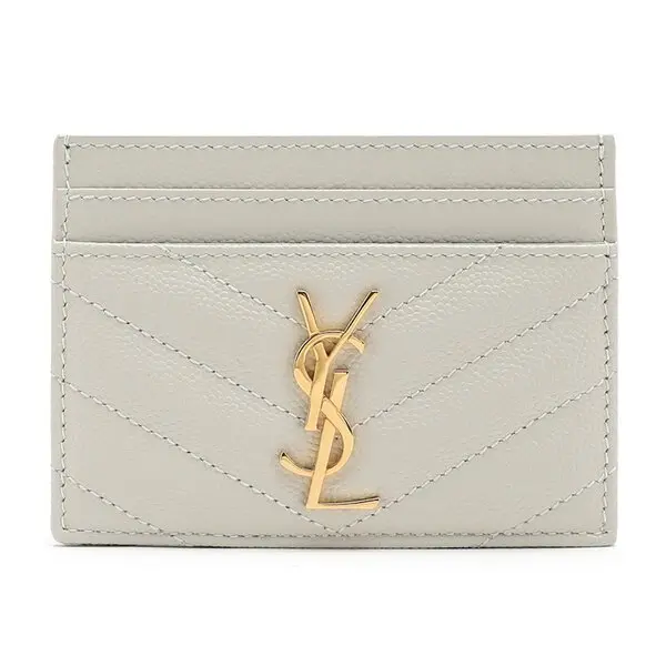 Saint Laurent Cassandra Matelasse Card Holder - Ivory