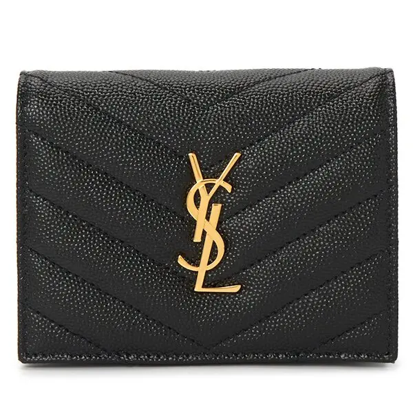 Saint Laurent Cassandra Matelasse Card Holder - Black