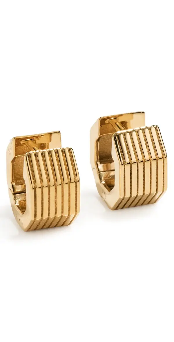 IVI LOS ANGELES Wide Octagon Huggie Hoop Earrings - Yellow Gold