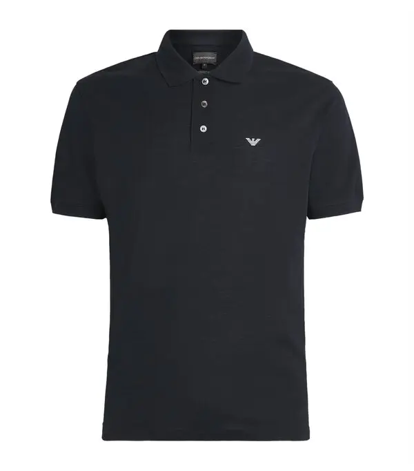 Emporio Armani Mercerised Cotton Polo Shirt - Blue