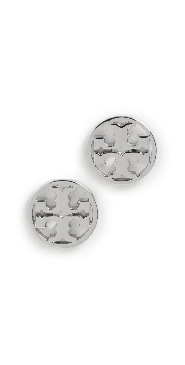 Tory Burch Icon Circle Stud Earrings - Tory Silver