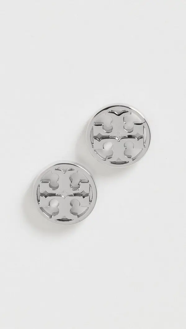 Tory Burch Icon Circle Stud Earrings - Tory Silver