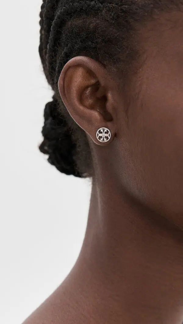Tory Burch Icon Circle Stud Earrings - Tory Silver