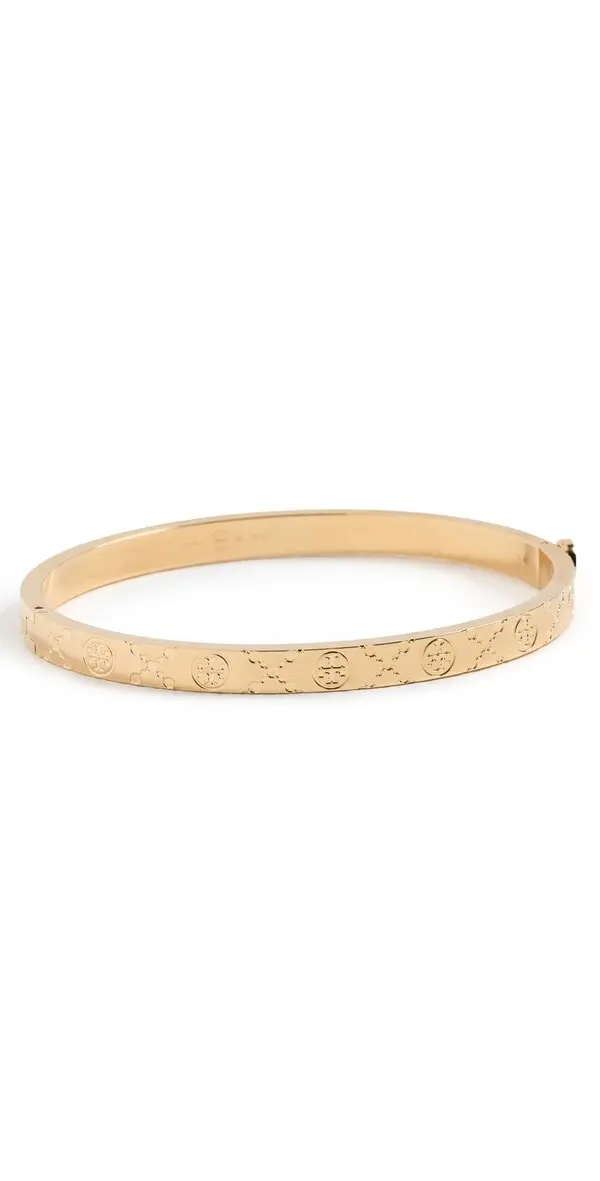 Tory Burch Thin Icon T Monogram Hinge Bracelet - Tory Gold