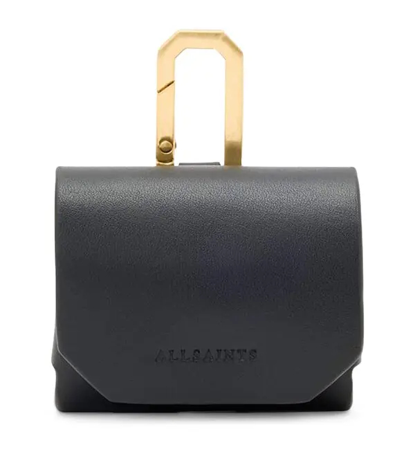 ALLSAINTS Leather Hex Airpods Case - Black