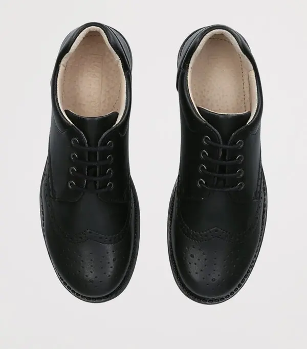 Trotters Leather Brogue School Shoes - Black