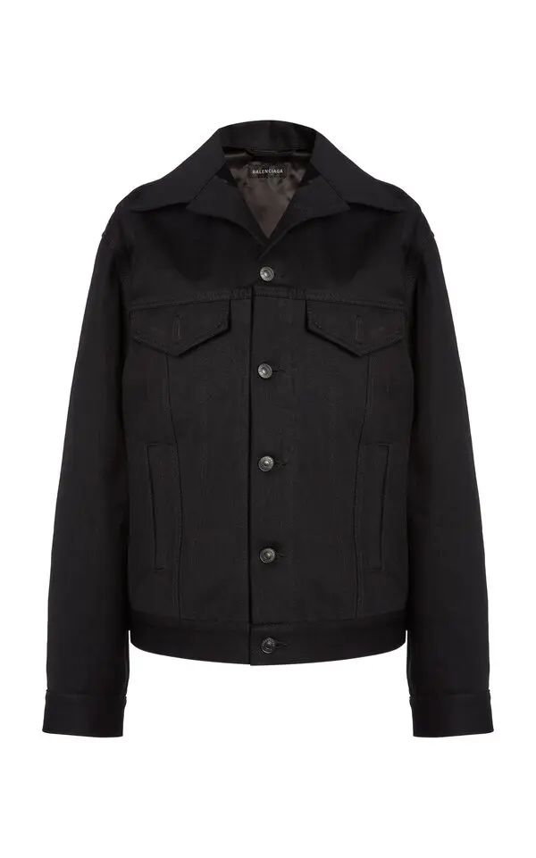 Balenciaga Standing Waxed Denim Jacket - Black