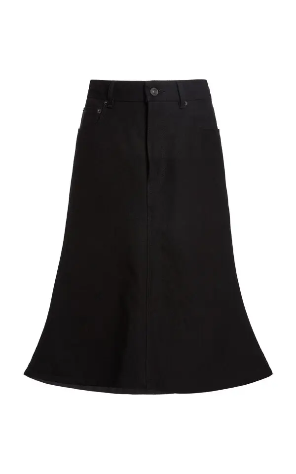 Balenciaga Flared Waxed Denim Midi Skirt - Black