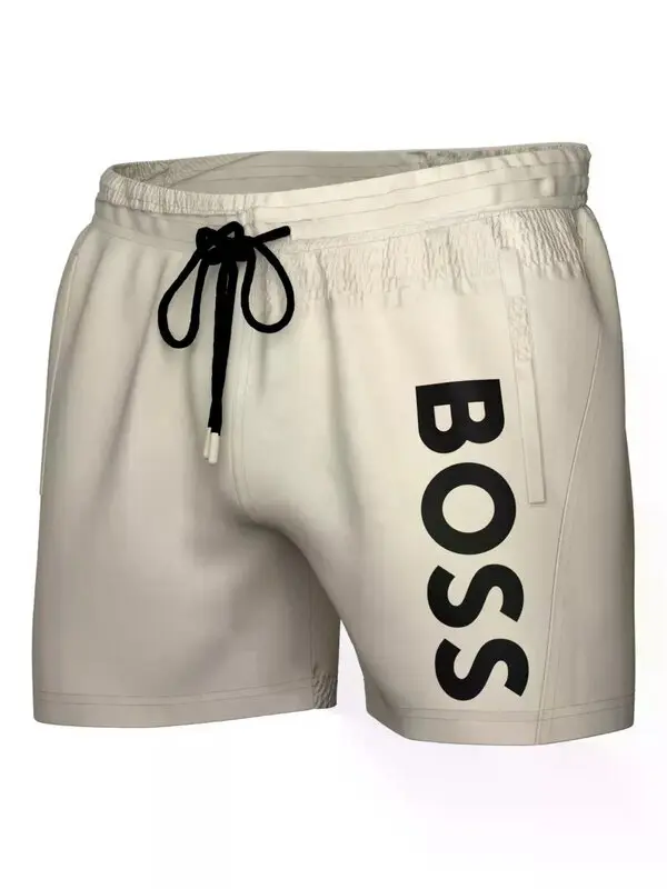 BOSS Logo-print Swim Shorts - Neutrals
