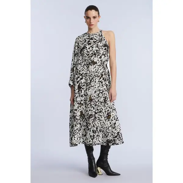 Bcbgmaxazria One-sleeve Printed Midi Dress