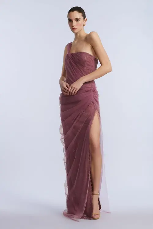 Bcbgmaxazria Tulle And Sequined Embroidered Gown