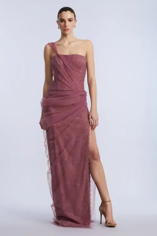 Bcbgmaxazria Tulle And Sequined Embroidered Gown
