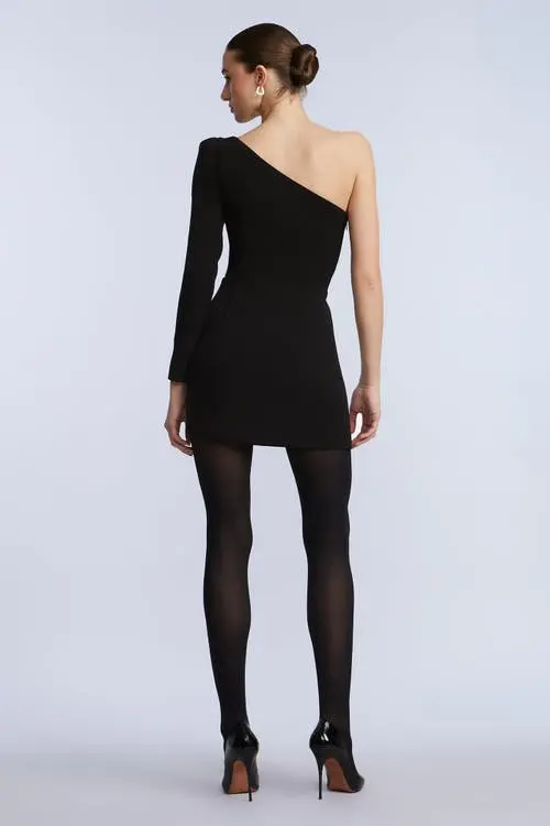 Bcbgmaxazria One-sleeve Crepe Mini Dress With 3d Floral Appliqu
