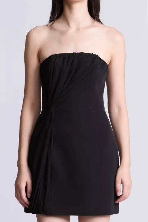 Bcbgmaxazria Draped Tulle Crepe Cocktail Dress