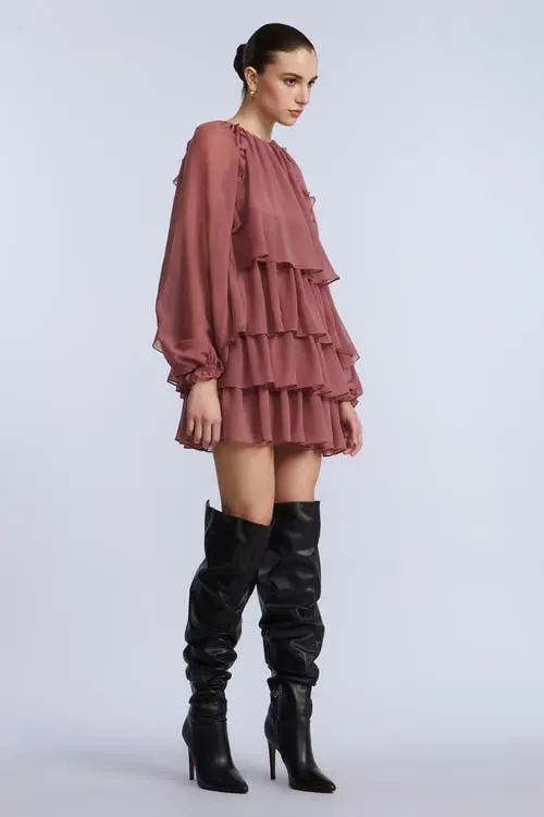 Bcbgmaxazria Chiffon Ruffle Mini Dress