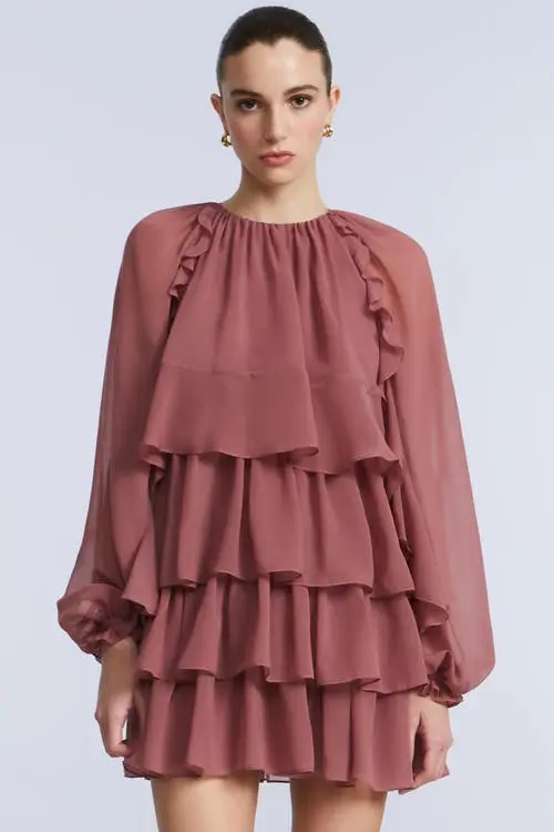 Bcbgmaxazria Chiffon Ruffle Mini Dress