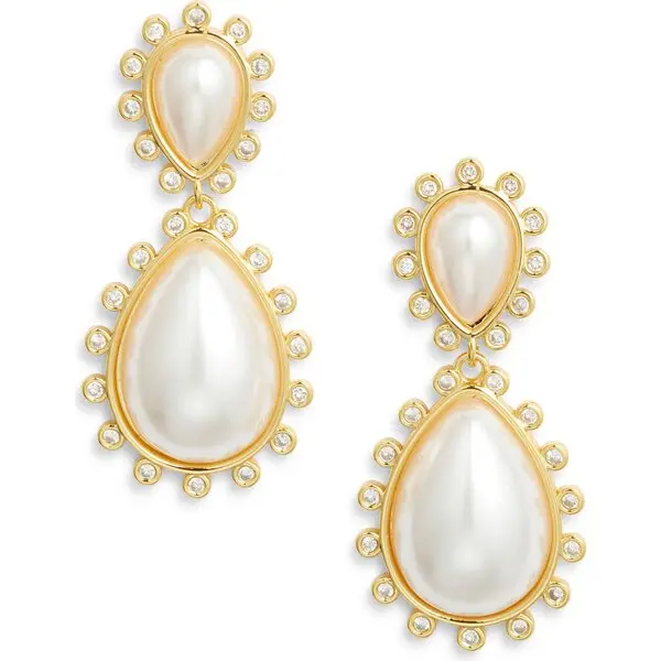 FRASIER STERLING Copenhagen Faux Pearl Drop Earrings - Gold