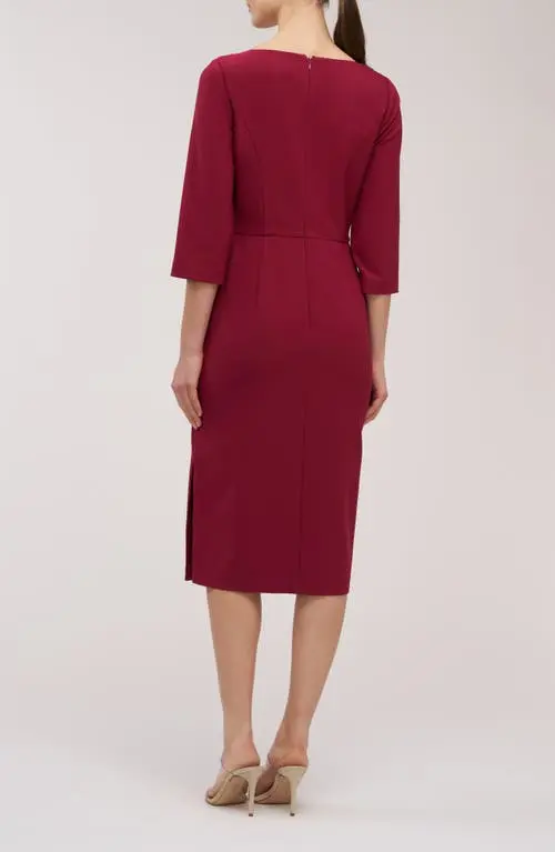 KAY UNGER Farrah Twist Front Midi Cocktail Dress