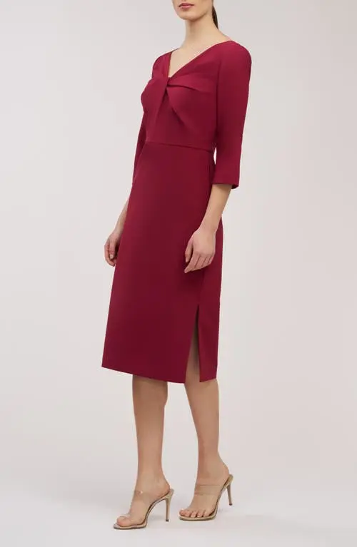 KAY UNGER Farrah Twist Front Midi Cocktail Dress