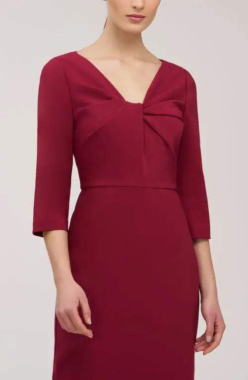 KAY UNGER Farrah Twist Front Midi Cocktail Dress