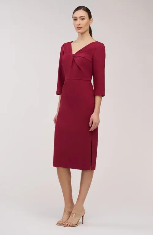 KAY UNGER Farrah Twist Front Midi Cocktail Dress