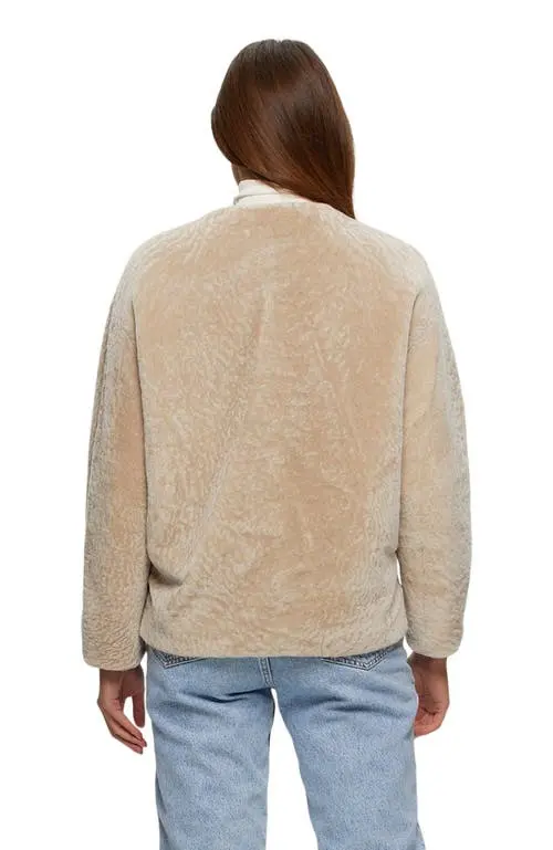 Gorski Textured Genuine Shearling Jacket - Beige