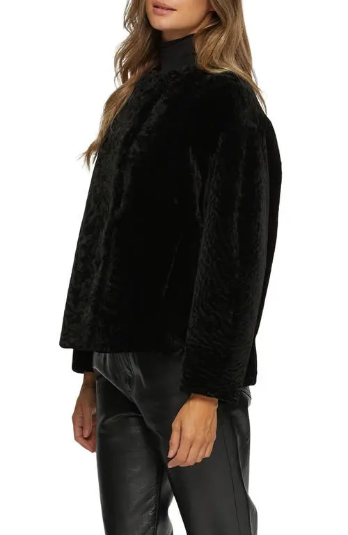 Gorski Textured Genuine Shearling Jacket - Black