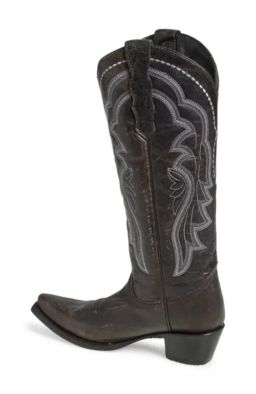 CIRCLE G Contrast Embroidered Western Boots - Black