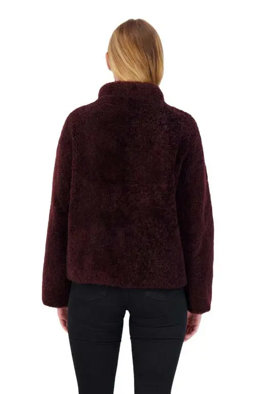 Gorski Sheared Genuine Shearling Jacket - Dark Burgundy