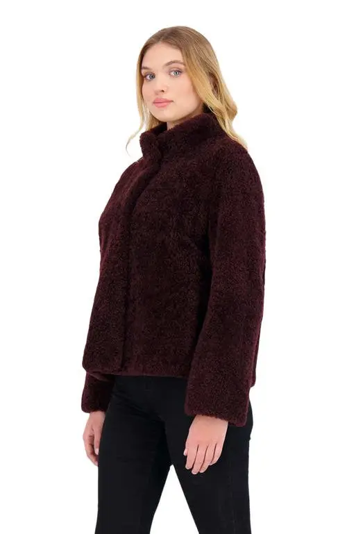 Gorski Sheared Genuine Shearling Jacket - Dark Burgundy