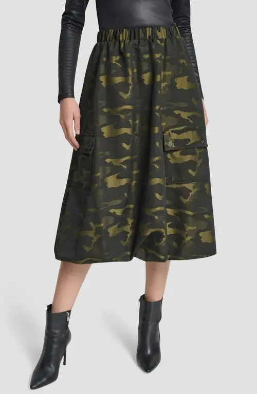 Dkny Camo Jacquard Bubble Hem Midi Skirt