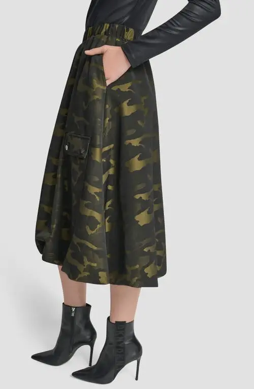 Dkny Camo Jacquard Bubble Hem Midi Skirt