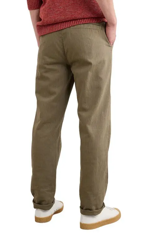 SEASALT CORNWALL Helmsman Pleated Linen & Organic Cotton Herringbone Pants
