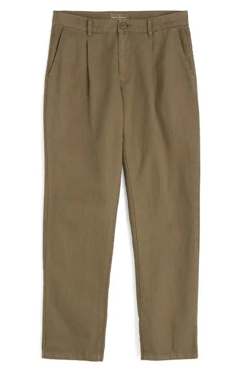 SEASALT CORNWALL Helmsman Pleated Linen & Organic Cotton Herringbone Pants