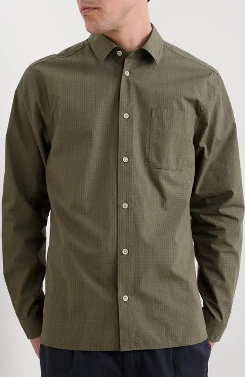 SEASALT CORNWALL Turnstone Check Organic Cotton Button-up Shirt - Barley Mow Bramble