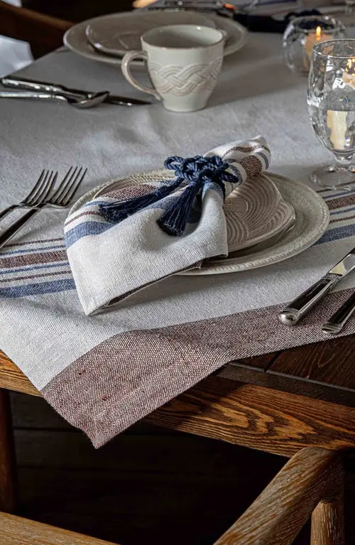 JULISKA Danish Stripe Square Tablecloth - Taupe