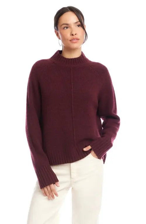 Karen Kane Relaxed Knit Turtleneck Sweater - Wine