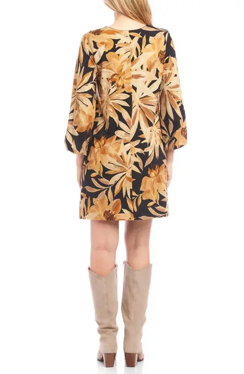Karen Kane Floral Blouson Sleeve Knit Dress