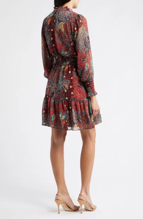 Vince Camuto Floral Long Sleeve Fit & Flare Dress