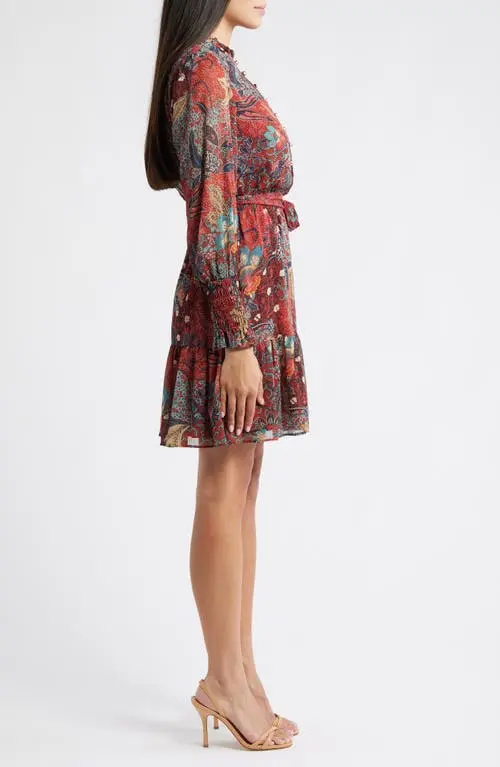 Vince Camuto Floral Long Sleeve Fit & Flare Dress