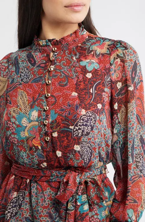 Vince Camuto Floral Long Sleeve Fit & Flare Dress