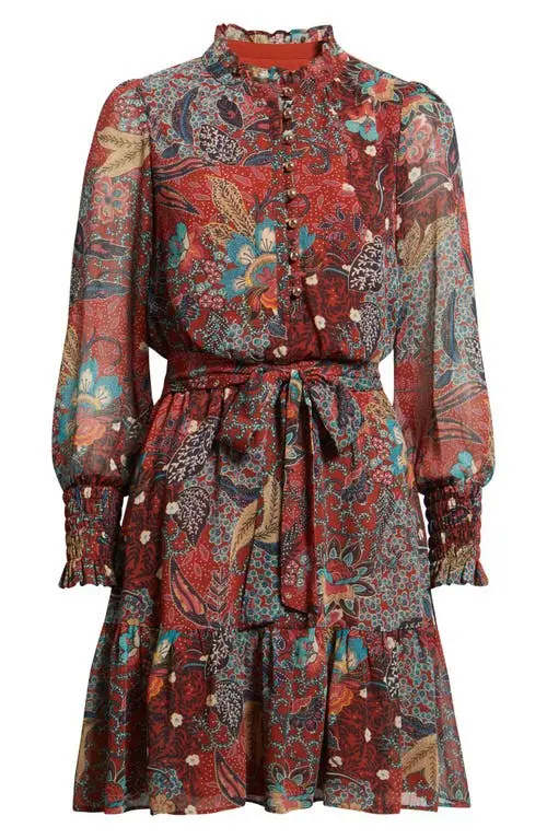 Vince Camuto Floral Long Sleeve Fit & Flare Dress