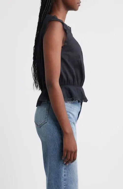 DÔEN Lilibet Lace Organic Cotton Crop Top - Black
