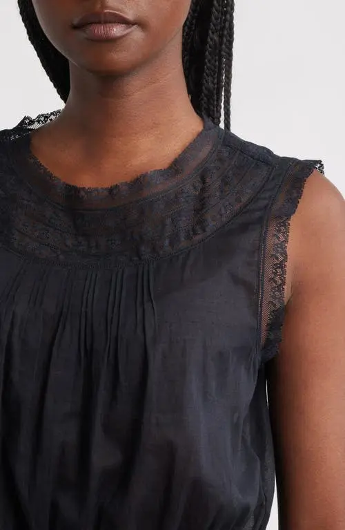 DÔEN Lilibet Lace Organic Cotton Crop Top - Black